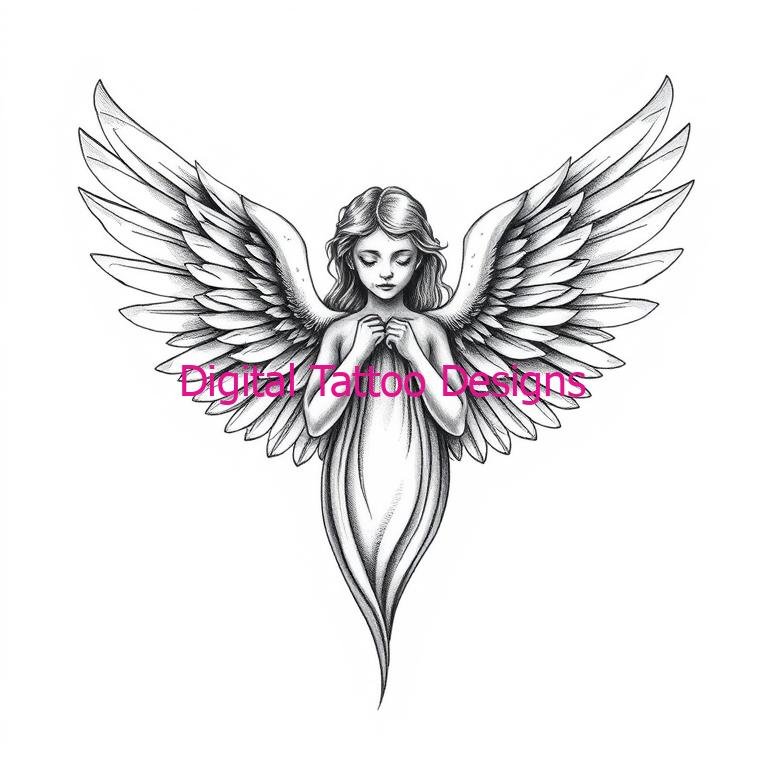 Peaceful Guardian Angel Tattoo – digitaltattoodesigns